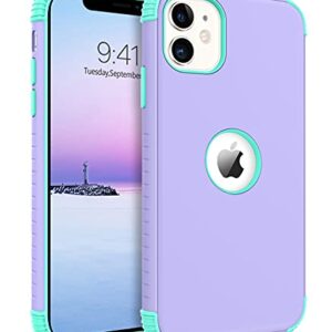 BENTOBEN iPhone 12 Mini Case, Phone Case iPhone 12Mini, Heavy Duty 2 in 1 Full Body Rugged Shockproof Protection Hybrid Hard PC Bumper Drop Protective Girls Women Boy Men 12 Mini 5.4 Cover,Purple/Mint