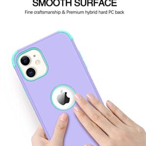 BENTOBEN iPhone 12 Mini Case, Phone Case iPhone 12Mini, Heavy Duty 2 in 1 Full Body Rugged Shockproof Protection Hybrid Hard PC Bumper Drop Protective Girls Women Boy Men 12 Mini 5.4 Cover,Purple/Mint