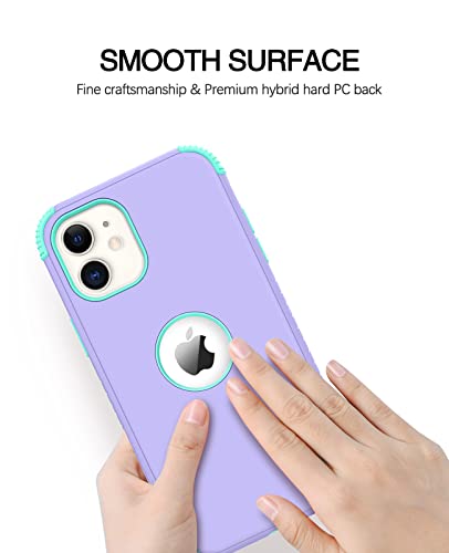 BENTOBEN iPhone 12 Mini Case, Phone Case iPhone 12Mini, Heavy Duty 2 in 1 Full Body Rugged Shockproof Protection Hybrid Hard PC Bumper Drop Protective Girls Women Boy Men 12 Mini 5.4 Cover,Purple/Mint