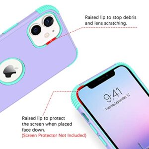 BENTOBEN iPhone 12 Mini Case, Phone Case iPhone 12Mini, Heavy Duty 2 in 1 Full Body Rugged Shockproof Protection Hybrid Hard PC Bumper Drop Protective Girls Women Boy Men 12 Mini 5.4 Cover,Purple/Mint