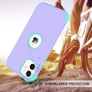 BENTOBEN iPhone 12 Mini Case, Phone Case iPhone 12Mini, Heavy Duty 2 in 1 Full Body Rugged Shockproof Protection Hybrid Hard PC Bumper Drop Protective Girls Women Boy Men 12 Mini 5.4 Cover,Purple/Mint