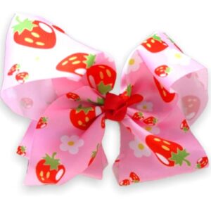 bows bows 8" inches jumbo handmade grosgrain ribbon hairbow alligator clip pink strawberry woman girls bows hairclip