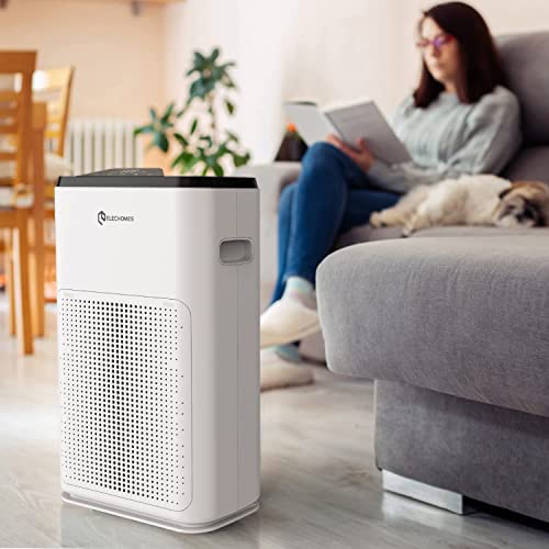 Elechomes Smart WiFi Air Purifier, Alexa and Google Voice Control, A3B True HEPA Filter Air Cleaner for Large Room, Bedroom, Office Up to 323ft², Ultra Quiet Sleep Mode