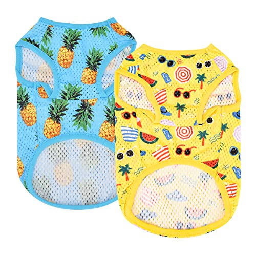 Dog Hawaiian Shirt Summer Puppy Clothes for Small Dogs Boy Girl Chihuahua Yorkie Teacup Pineapple Pet Tshirts for Cats Tiny Pets Outdoor Hawaii Doggy Shirts 2 Pack (Small, Hawaii)