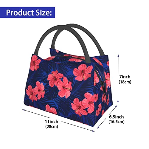 ASYG Hawaii Lunch Bag, Hawaii Tropical Floral Tote Meal Bag Lunch Holder Flower Bag for Work Outdoor Picnic