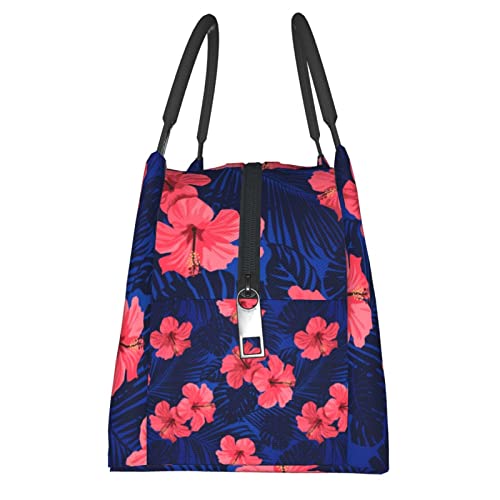 ASYG Hawaii Lunch Bag, Hawaii Tropical Floral Tote Meal Bag Lunch Holder Flower Bag for Work Outdoor Picnic