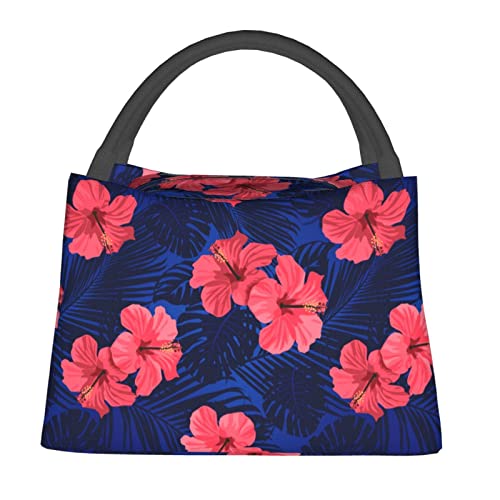 ASYG Hawaii Lunch Bag, Hawaii Tropical Floral Tote Meal Bag Lunch Holder Flower Bag for Work Outdoor Picnic