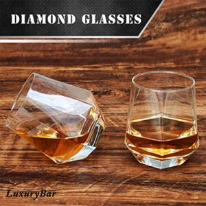 Diamond Whiskey Decanter Set with Glasses 4 Chillball, Whiskey Decanter Sets for Men Liquor Decanter Whiskey Set LuxuryBar Bourbon Decanters for Alcohol Tequila Scotch Vodka, Whiskey Gifts for Men Dad