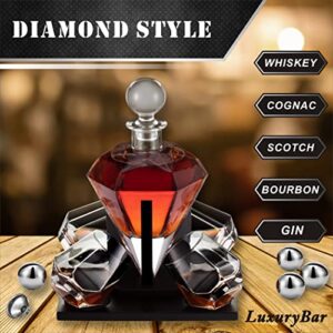 Diamond Whiskey Decanter Set with Glasses 4 Chillball, Whiskey Decanter Sets for Men Liquor Decanter Whiskey Set LuxuryBar Bourbon Decanters for Alcohol Tequila Scotch Vodka, Whiskey Gifts for Men Dad