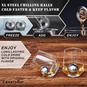 Diamond Whiskey Decanter Set with Glasses 4 Chillball, Whiskey Decanter Sets for Men Liquor Decanter Whiskey Set LuxuryBar Bourbon Decanters for Alcohol Tequila Scotch Vodka, Whiskey Gifts for Men Dad