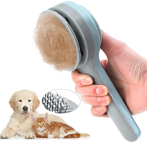 Cat Brush for Shedding, Dog Self Cleaning Slicker Grooming Brushes for Dogs Cats Pet Brush Tool Gently Removes Loose Undercoat Pets Hair Slicker Brush for Pet Massage Cleaning-Easy to Use