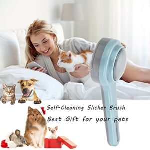 Cat Brush for Shedding, Dog Self Cleaning Slicker Grooming Brushes for Dogs Cats Pet Brush Tool Gently Removes Loose Undercoat Pets Hair Slicker Brush for Pet Massage Cleaning-Easy to Use