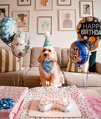 Dog Birthday Bandana, Birthday Boy Puppy Bandana for Small Medium Large Dogs Blue