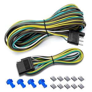 trailer wiring harness kit, limicar trailer wire, 25ft trailer wiring harness with 4 flat extension connector, 4 pin wishbond trailer harness for utility boat trailer light kit