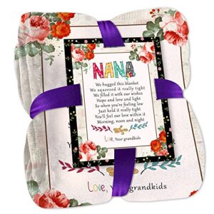 fastpeace nana gifts, nana blankets for nana grandma mom grandmother, birthday gifts for nana from granddaughter grandson grandchildren - nana blanket presents throw 50x60