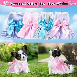 4 Pieces Dog Dresses for Small Medium Dogs Puppy Clothes Summer Princess Pet Dresses Girl Female Doggie Tutu Skirt Apparel for Chihuahua Yorkies Pup Cat Outfit(X-Small)