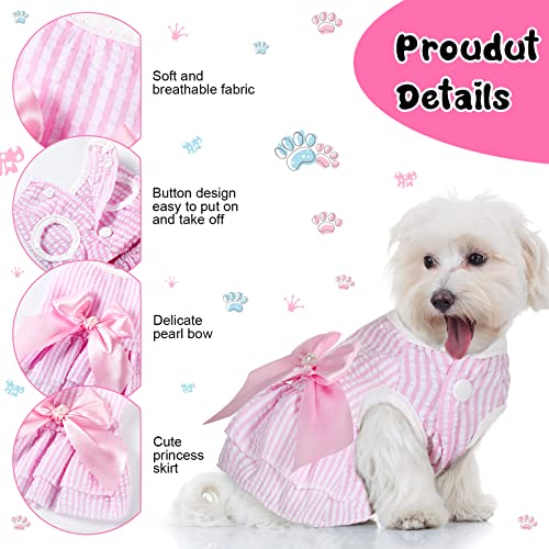 4 Pieces Dog Dresses for Small Medium Dogs Puppy Clothes Summer Princess Pet Dresses Girl Female Doggie Tutu Skirt Apparel for Chihuahua Yorkies Pup Cat Outfit(X-Small)