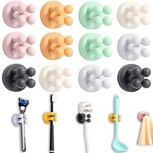 fishevo 12pcs self adhesive silicone hooks, shower razor holder hooks, wall mounted plug holder hooks, shower wall hooks for hanging towel