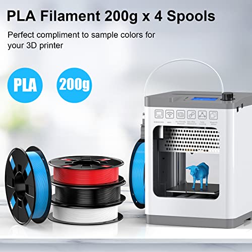 ENTINA 4 Colors PLA 3D Printer Filament for Tina 2, Dimensional Accuracy +/- 0.02mm, 1.75MM 200G 3D Printer Filament Bundle for 3D Printers