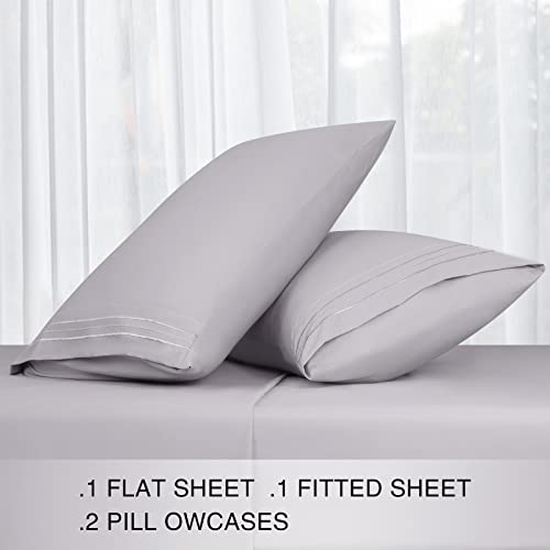 Dekoresyon King Size Sheet Set, 4Pcs Extra Soft Breathable Cooling Bed Sheet Set with Deep Pockets & Wrinkle Free, Ultra Soft Hotel Luxury Bedding Sheets & Pillowcases(King,Light Gray)