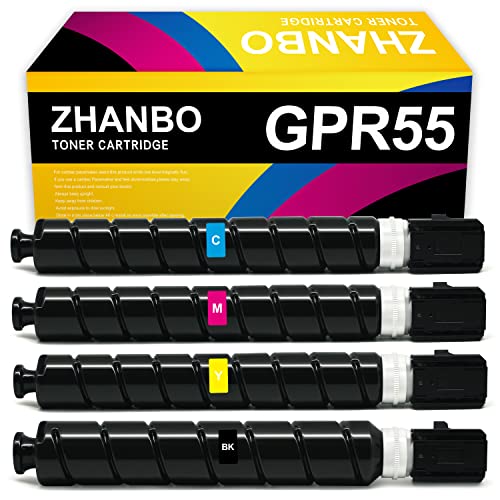 ZHANBO Renmanufactured Toner Cartridge Compatible with GPR-55 Black Cyan Magenta Yellow Toner Set for use in The Canon Image Runner Advance C5535i / C5540i / C5550i / C5560i