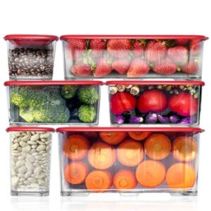 Adadmei Airtight Food Storage Container 6 PCS Set Clear Plastic Big Capacities Canisters For Cereal, Clear Fridge Organizers for Kitchen, Freezer, Countertops, Cabinets Stackable Pantry Organizer Bins