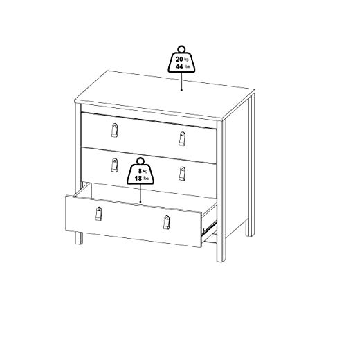 Tvilum 3 Drawer Chest, White