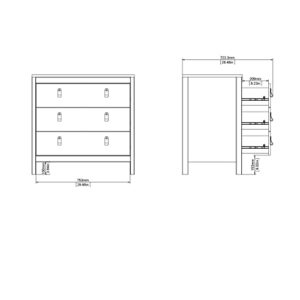 Tvilum 3 Drawer Chest, White