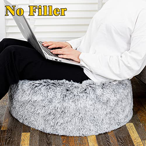 Asuprui Grey Ottoman Foot Rest(NO Filler) Pouf Cover Unstuffed Floor Pouf Ottoman 20x20x12 Inches Round Pouf Seat Floor Bean Bag Chair Foldable Floor Chair Storage for Living Room Bedroom Cover ONLY