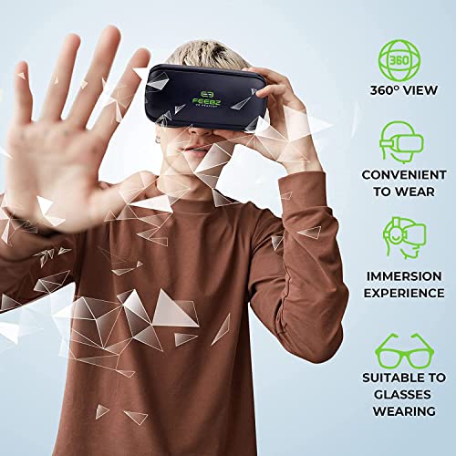 VR Headset Compatible with iPhone & Android 4.5"-6.5" + Built-in Action Button for 3D VR Videos | Universal 3D Glasses Virtual Reality Goggles Set - for Kids & Adults - Green