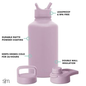 Simple Modern Water Bottle with Straw, Handle, and Chug Lid Vacuum Insulated Stainless Steel Metal Thermos Bottles | Half Gallon Leak Proof BPA-Free Flask | Summit Collection | 64oz, Lavender Mist