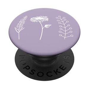 wildflowers minimalist light pastel purple floral pattern popsockets swappable popgrip