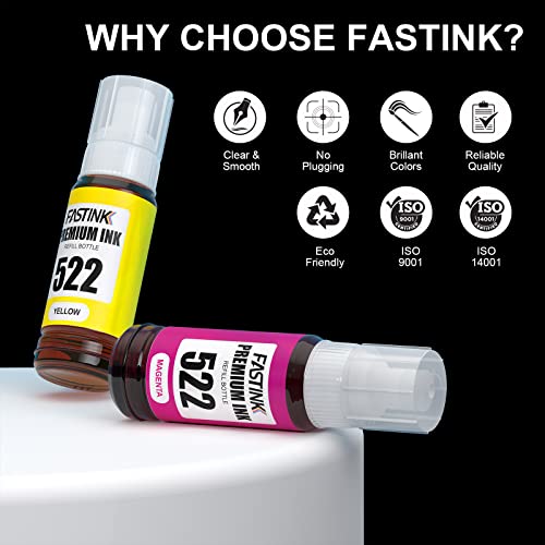 FASTINK Compatible T522 522 Refill Ink Bottle for 522 T522 for ET-2720 ET-2800 ET-2803 ET-2710 ET-4700 ET-4800 ET-1110, 5-Pack