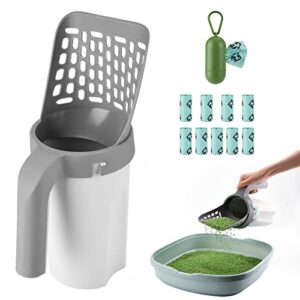 cat litter scooper with holder, cat litter shovel with waste can and refill 135 bags(9 boxes of 15 bags), large capacity cat scooper portable litter shovel, cat litter sifter scoop system with bags