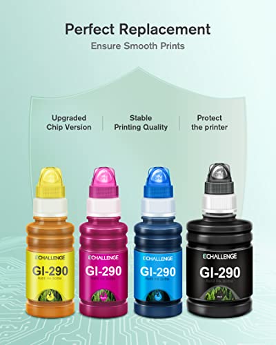 ECHALLENGE Compatible Ink Bottle Replacement for GI290 GI-290 G1200 G2200 G3200 G4200 G4210 (5-Pack 2Black Cyan Magenta Yellow)