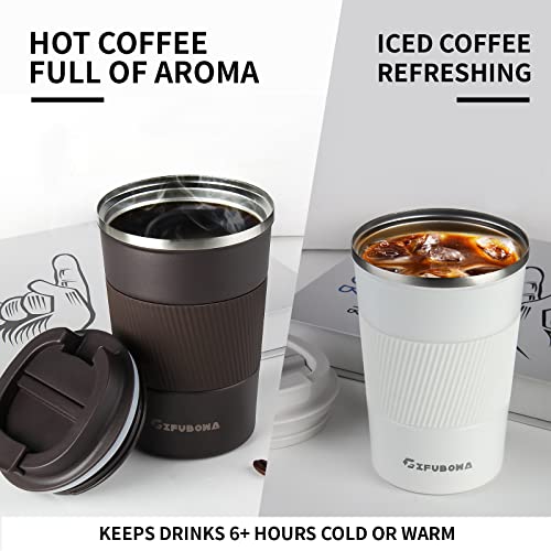 GIFUBOWA Hot Cold Travel Mug 13oz Stainless Steel Insulated Tumbler Cup with Flip Lid Blue