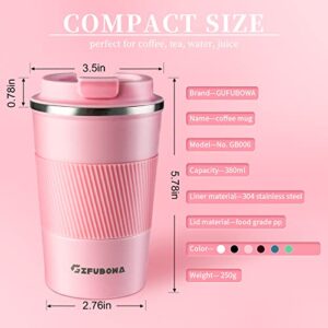 GIFUBOWA Hot Cold Travel Mug 13oz Stainless Steel Insulated Tumbler Cup with Flip Lid Blue