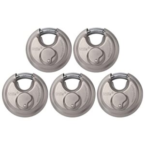 unity lock 2 3/4" 70mm stainless steel discus lock for self storage unit van trailer container, multi purpose premium manager lock same keyed alike (5)