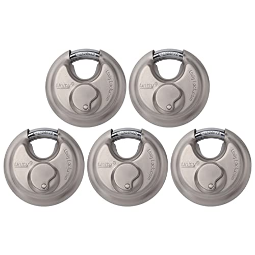 Unity Lock 2 3/4" 70mm Stainless Steel Discus Lock for Self Storage Unit Van Trailer Container, Multi Purpose Premium Manager Lock Same Keyed Alike (5)