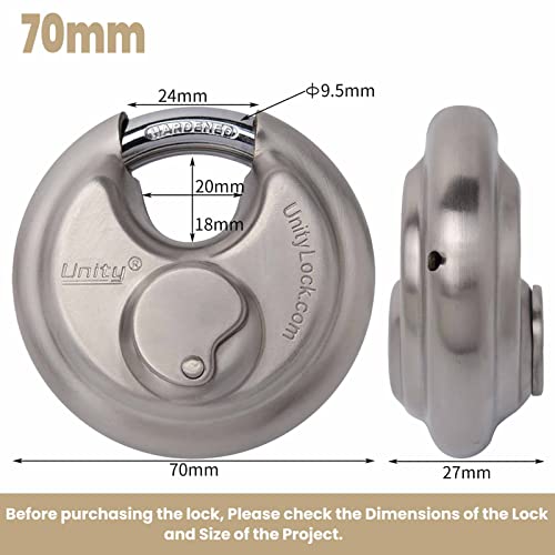 Unity Lock 2 3/4" 70mm Stainless Steel Discus Lock for Self Storage Unit Van Trailer Container, Multi Purpose Premium Manager Lock Same Keyed Alike (5)