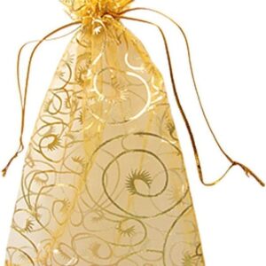 Yansanido Wedding Favors Small Gift Bags, 200pcs 3.9x4.7 Inch (10x12cm) Gold Organza Bags for Party Favor Bags Small Business Candy Bags Mesh Bag (200 Pcs Gold, 3.9 inch x 4.7 inch)