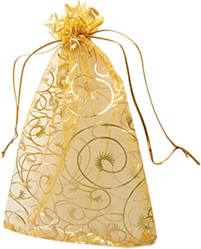 Yansanido Wedding Favors Small Gift Bags, 200pcs 3.9x4.7 Inch (10x12cm) Gold Organza Bags for Party Favor Bags Small Business Candy Bags Mesh Bag (200 Pcs Gold, 3.9 inch x 4.7 inch)