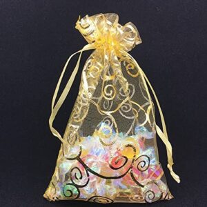 Yansanido Wedding Favors Small Gift Bags, 200pcs 3.9x4.7 Inch (10x12cm) Gold Organza Bags for Party Favor Bags Small Business Candy Bags Mesh Bag (200 Pcs Gold, 3.9 inch x 4.7 inch)