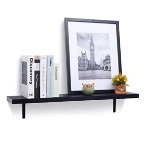 floating shelves, solid wood wall shelves for bedroom decor, 36 inch black wooden shelves for bookshelf, wall mounted long floating shelves, decoration for bathroom bedroom kitchen garage and plants