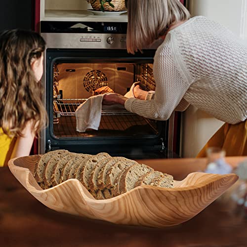 tiamdear Wooden Dough Bowl, Long Decorative Bowls For Home Decor, Home Decorative Centerpiece, 16” Long Wooden Decorative Bowl, Great As Fruit Bowl, Driftwood Bowl, Farmhouse Decor