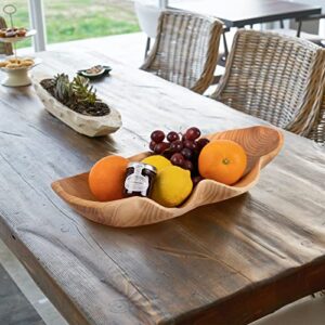 tiamdear Wooden Dough Bowl, Long Decorative Bowls For Home Decor, Home Decorative Centerpiece, 16” Long Wooden Decorative Bowl, Great As Fruit Bowl, Driftwood Bowl, Farmhouse Decor