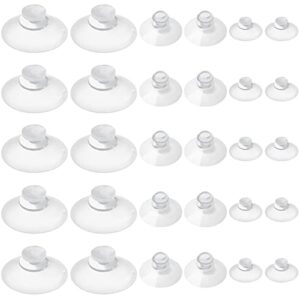 lulueasy 30 pieces 3 sizes clear suction cups for glass, without hooks, plastic sucker for home organization festival decoration window, assorted sizes 0.8 inch + 1.2 inch + 2.2 inch