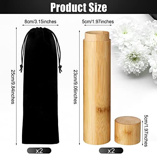 4 Pieces Bamboo Scattering Cremation Ash Scattering Urns for Human Adult Small Urns Tube Keepsake Urn and Black Velvet Bag Scattering Urns Human Ashes Caskets for Humans Male Women PET Dog Cat Ashes