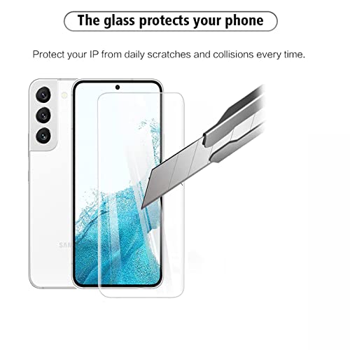 Sobrilli 2Pack Tempered Glass Screen Protector for Samsung Galaxy S22, 2Pack Camera Lens Protector For Galaxy S22, HD Clear Tempered Glass Compatible for Galaxy S22 Glass Screen Protector