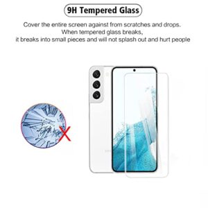 Sobrilli 2Pack Tempered Glass Screen Protector for Samsung Galaxy S22, 2Pack Camera Lens Protector For Galaxy S22, HD Clear Tempered Glass Compatible for Galaxy S22 Glass Screen Protector